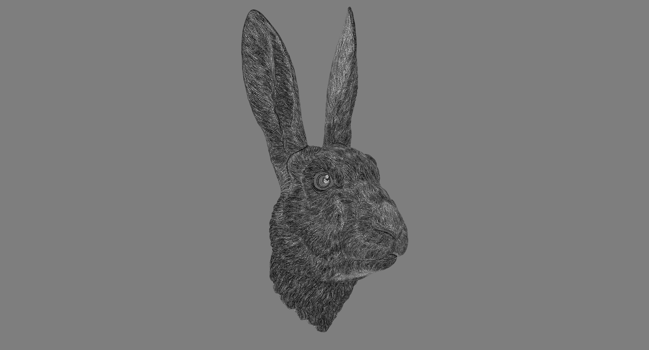 Rabbit hare head sculpture model - TurboSquid 1226964