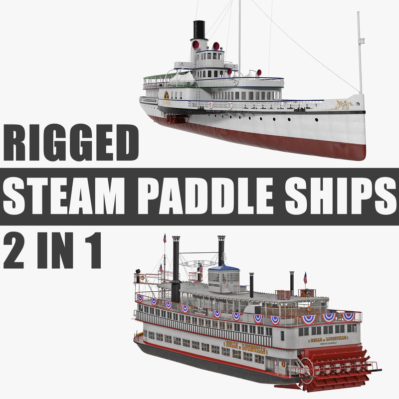 3D модель Rigged Steam Paddle Ships Collection - TurboSquid 1227304