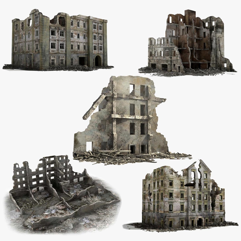 Destroyed ruined buildings model - TurboSquid 1228035