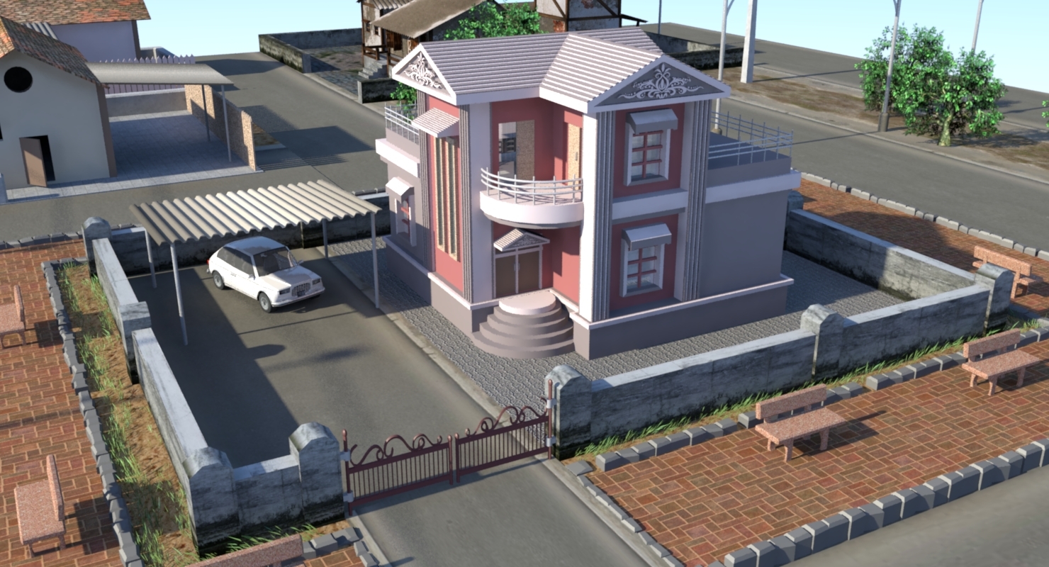 3D houses road - TurboSquid 1228838