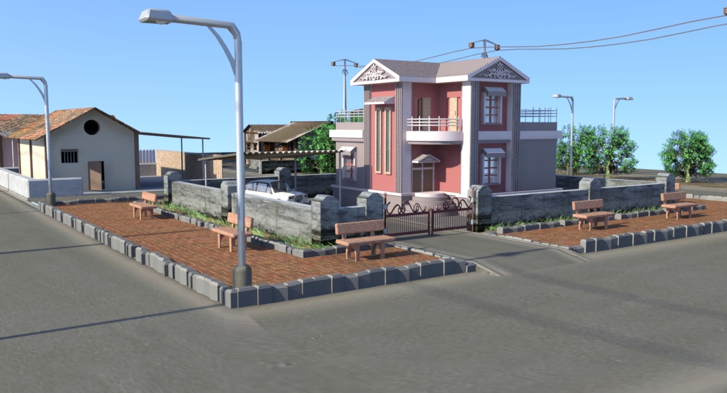 3D houses road - TurboSquid 1228838
