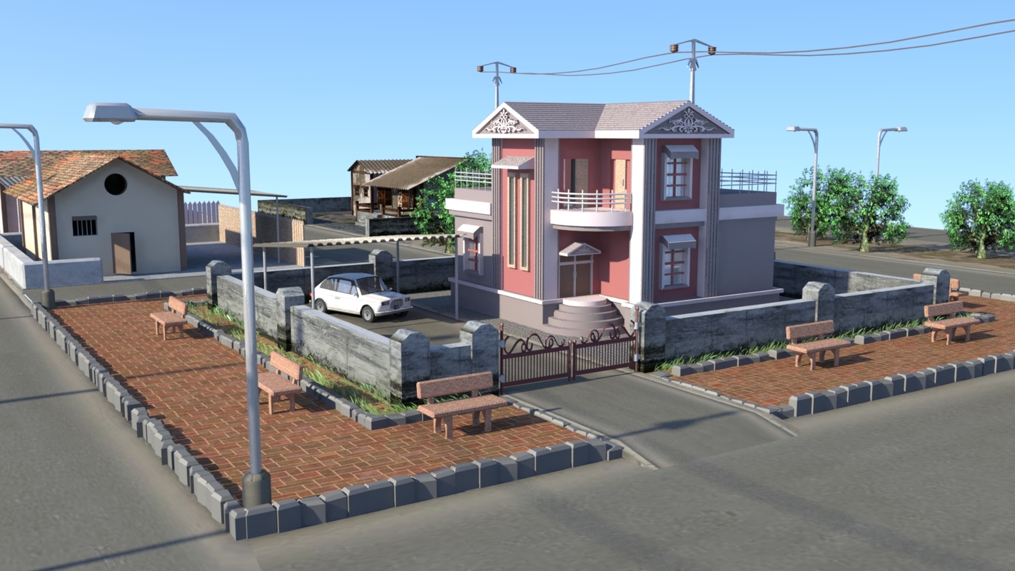 3D houses road - TurboSquid 1228838