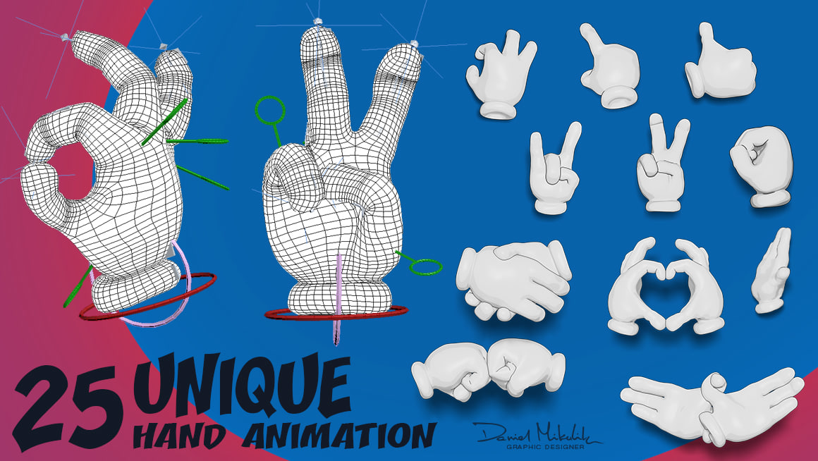 modelo 3d Animación de la mano de 25 dibujos animados - TurboSquid 1229193
