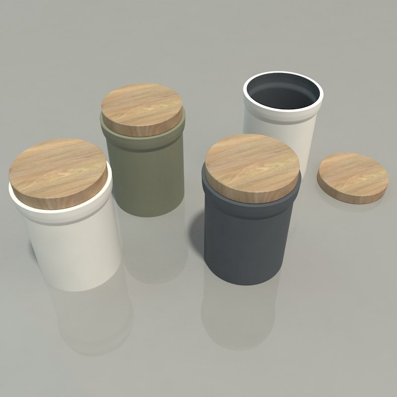 3D ceramic jars wood lids model - TurboSquid 1230159