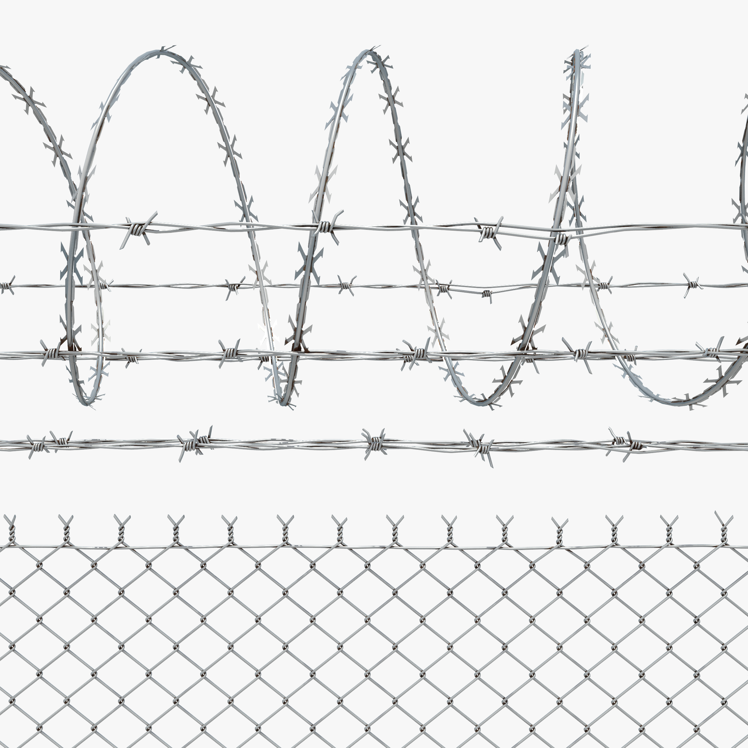 Barbed wire fence 3D model - TurboSquid 1230652