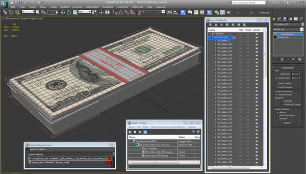 3D 100 dollar bills pack - TurboSquid 1230752