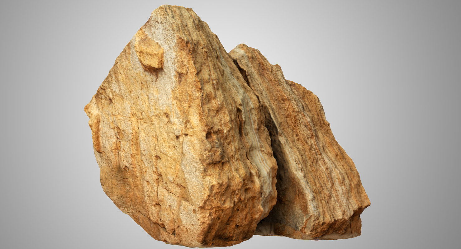Cracked limestone boulder model - TurboSquid 1230925