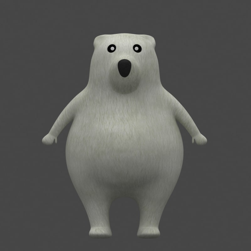 White bear cartoon model - TurboSquid 1231432
