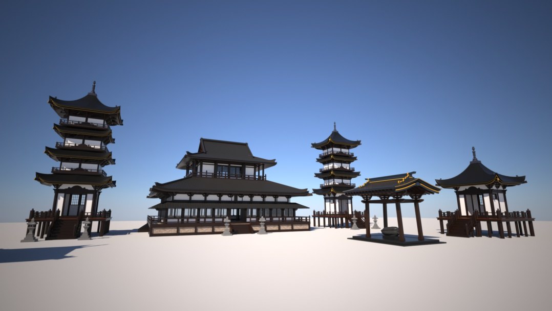 3D model set japanese temples - TurboSquid 1233128