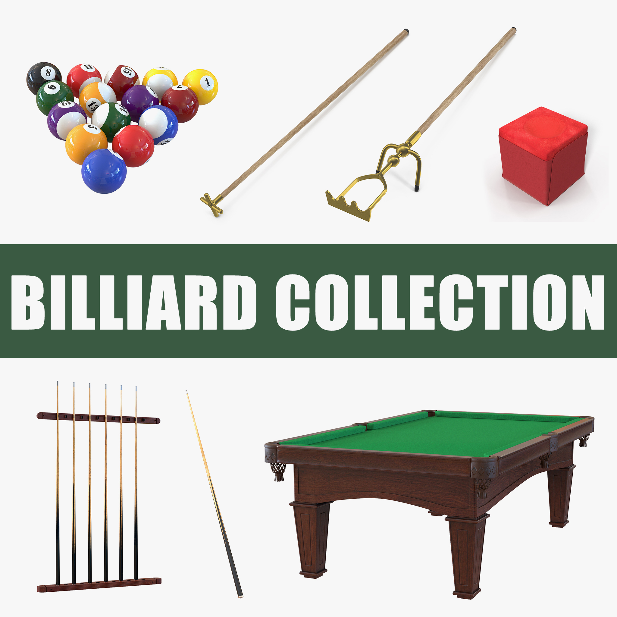 Billiard set snooker 3D - TurboSquid 1233446