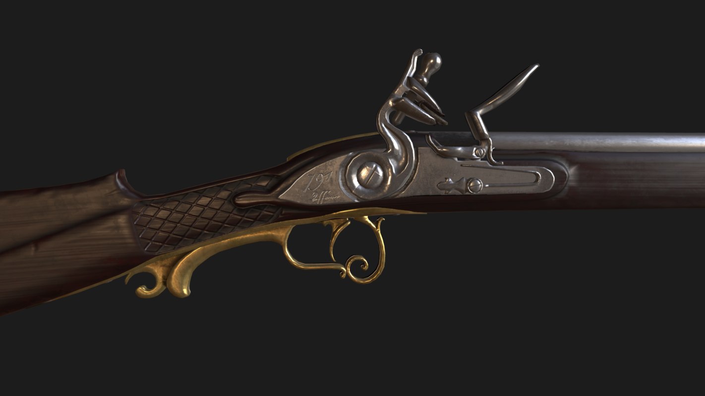 3D brown flintlock musket - TurboSquid 1236409