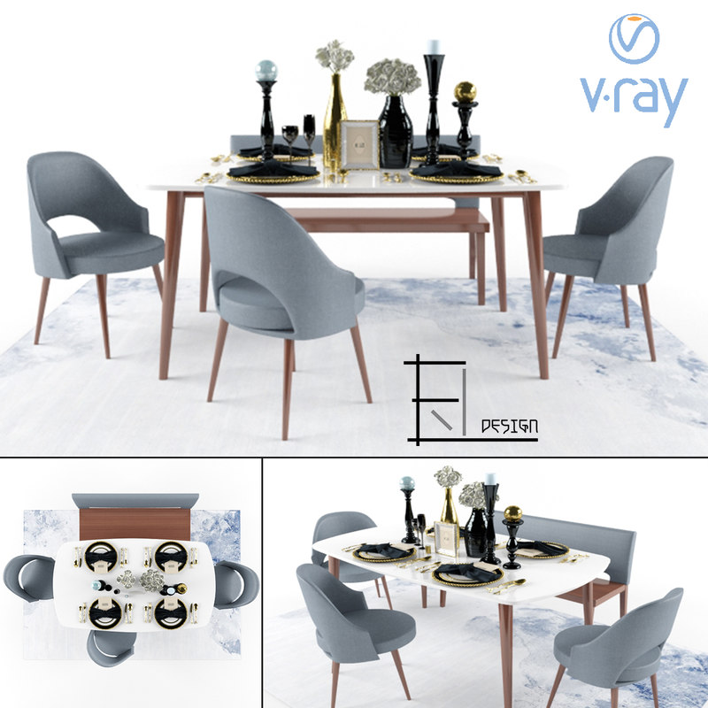 Modern luxury dining set 3D model - TurboSquid 1237646