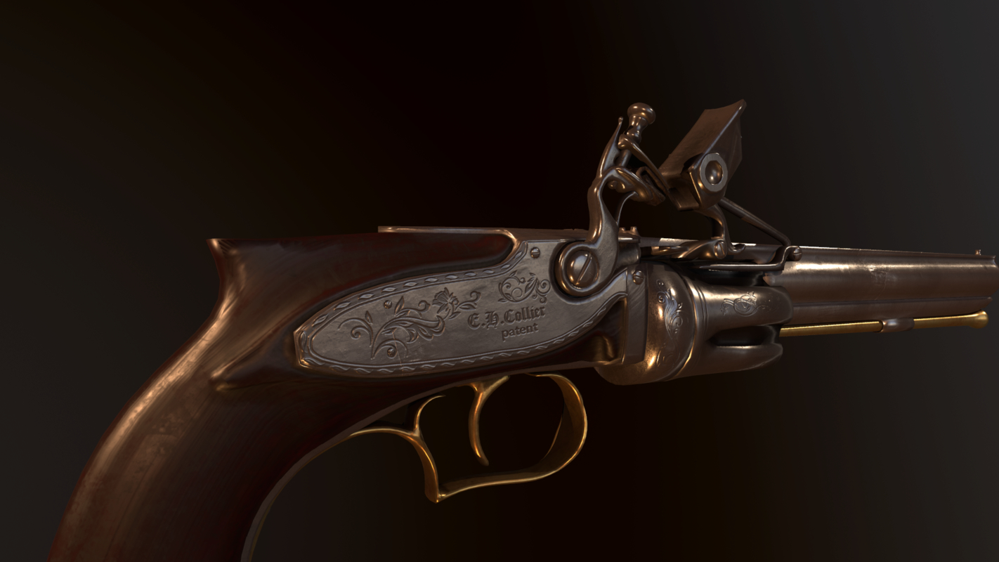 Flintlock revolver gun 3D - TurboSquid 1238297