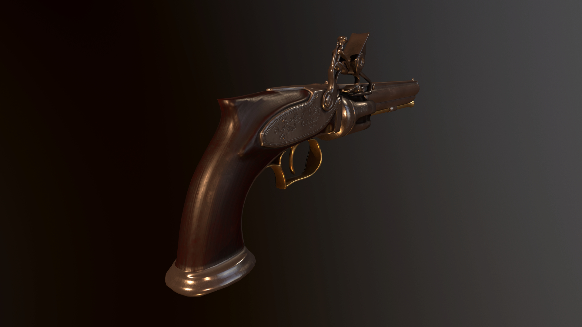 Flintlock revolver gun 3D - TurboSquid 1238297