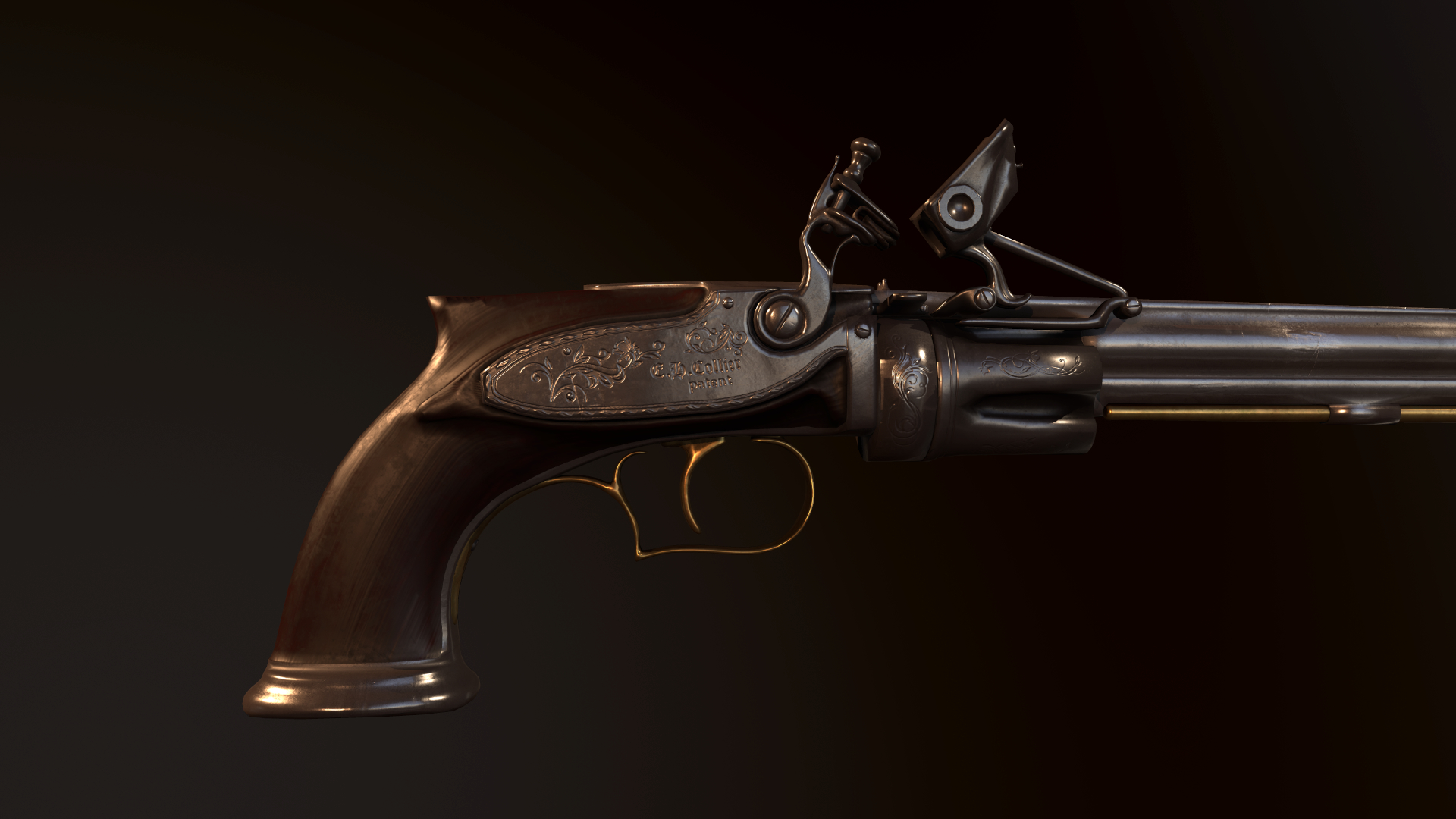 Flintlock revolver gun 3D - TurboSquid 1238297
