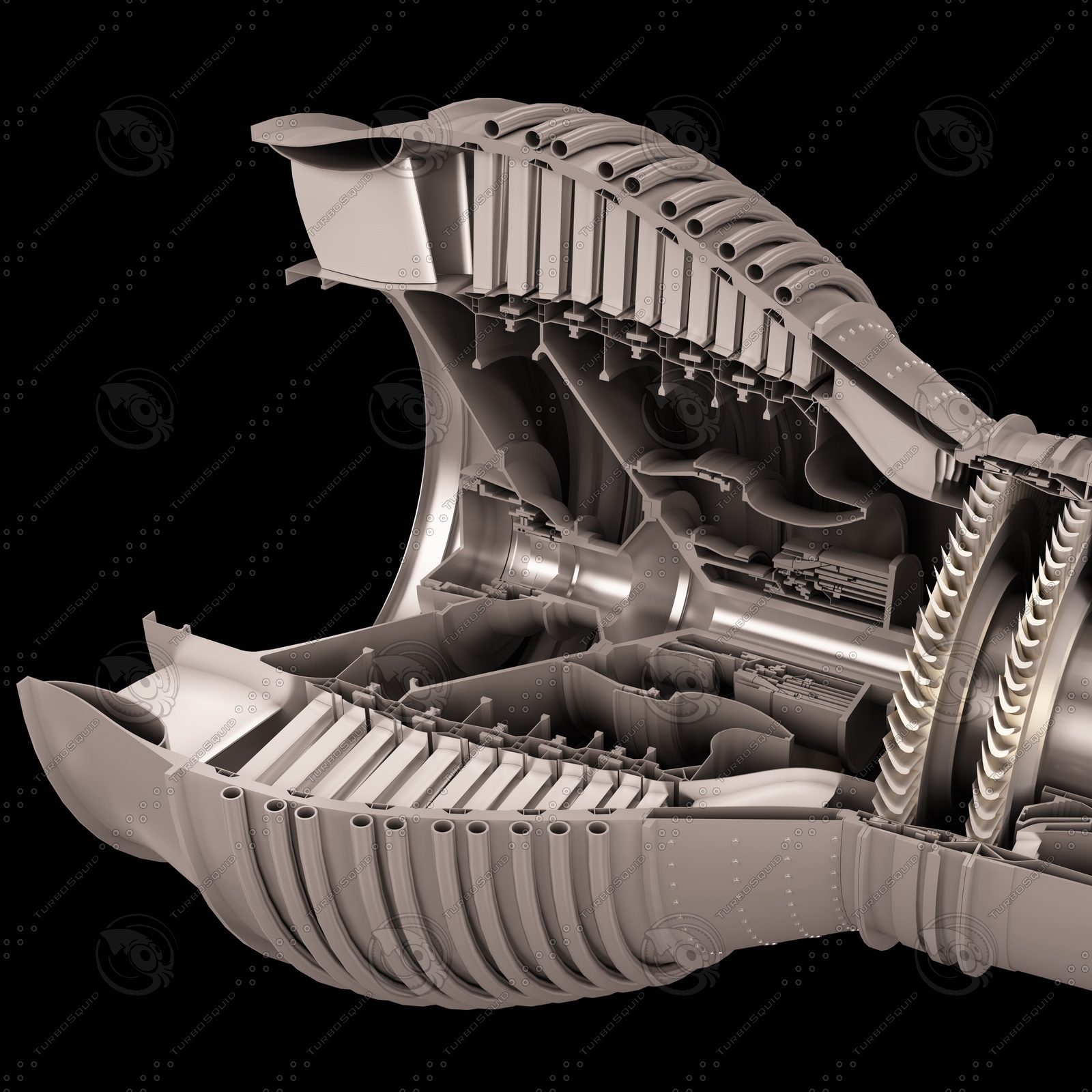 3D turbofan aircraft engine cutaway model - TurboSquid 1238872