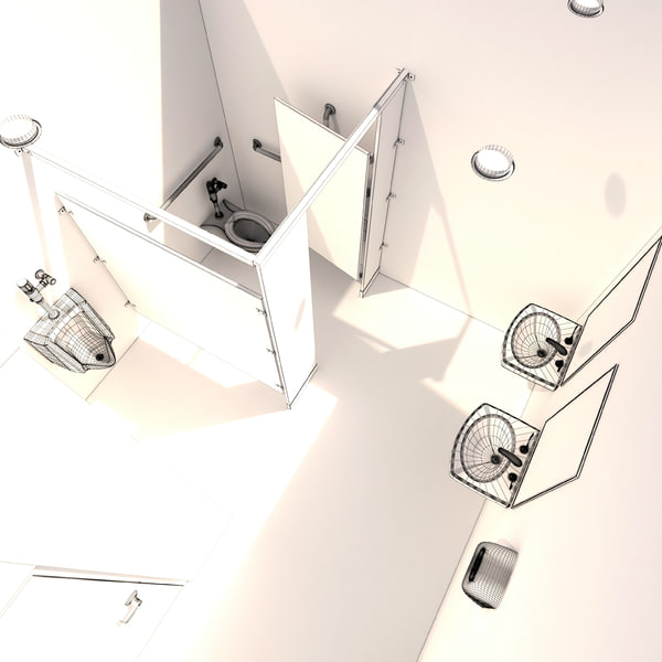 3D public restroom interior building model - TurboSquid 1240562