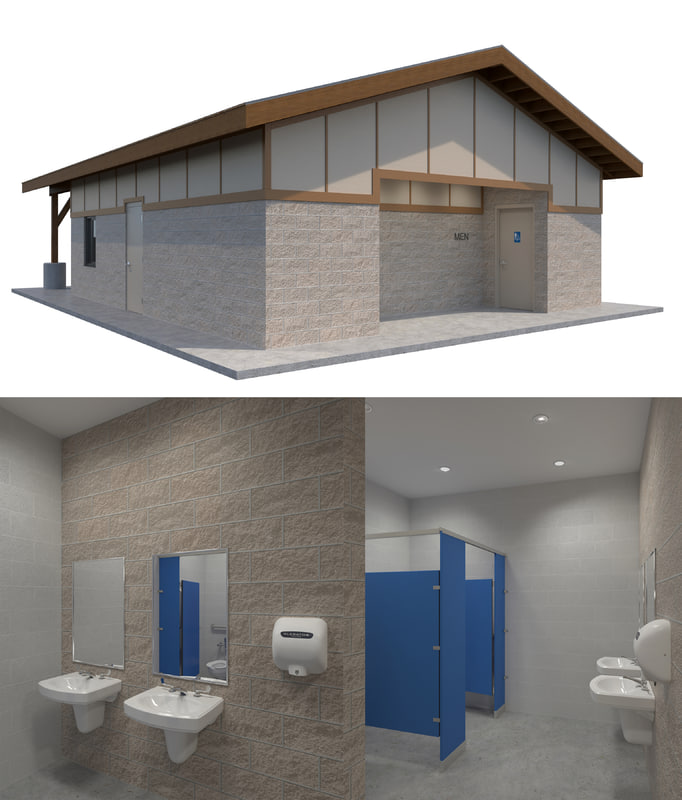 3D public restroom interior building model - TurboSquid 1240562
