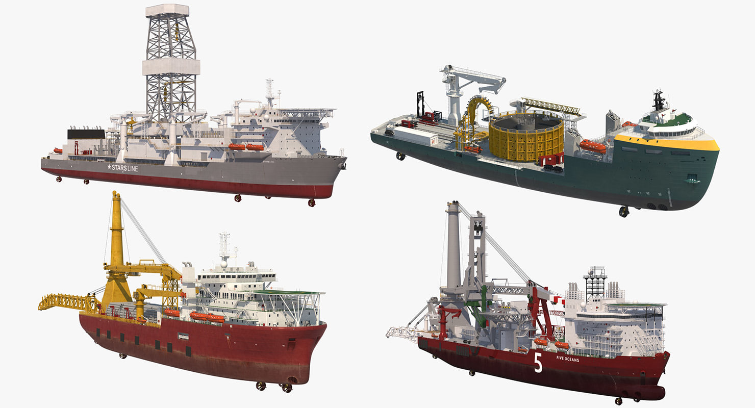 Vessels lay offshore 3D - TurboSquid 1241641