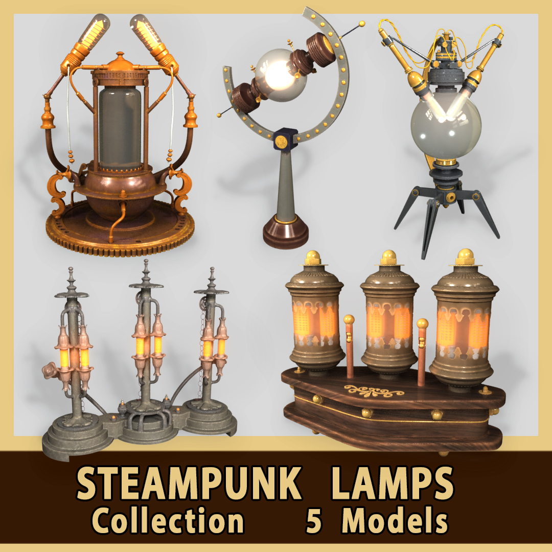 3D lamps steampunk model - TurboSquid 1243019