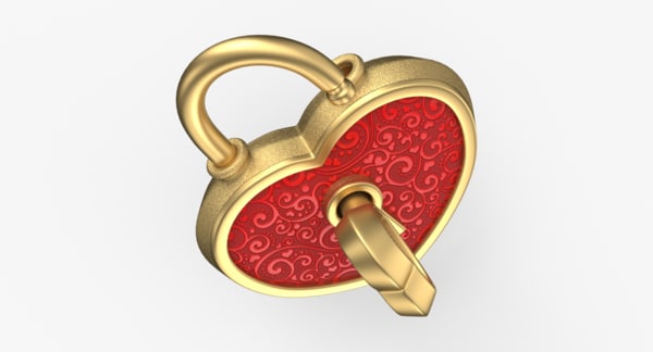 3D model heart lock gold - TurboSquid 1243488