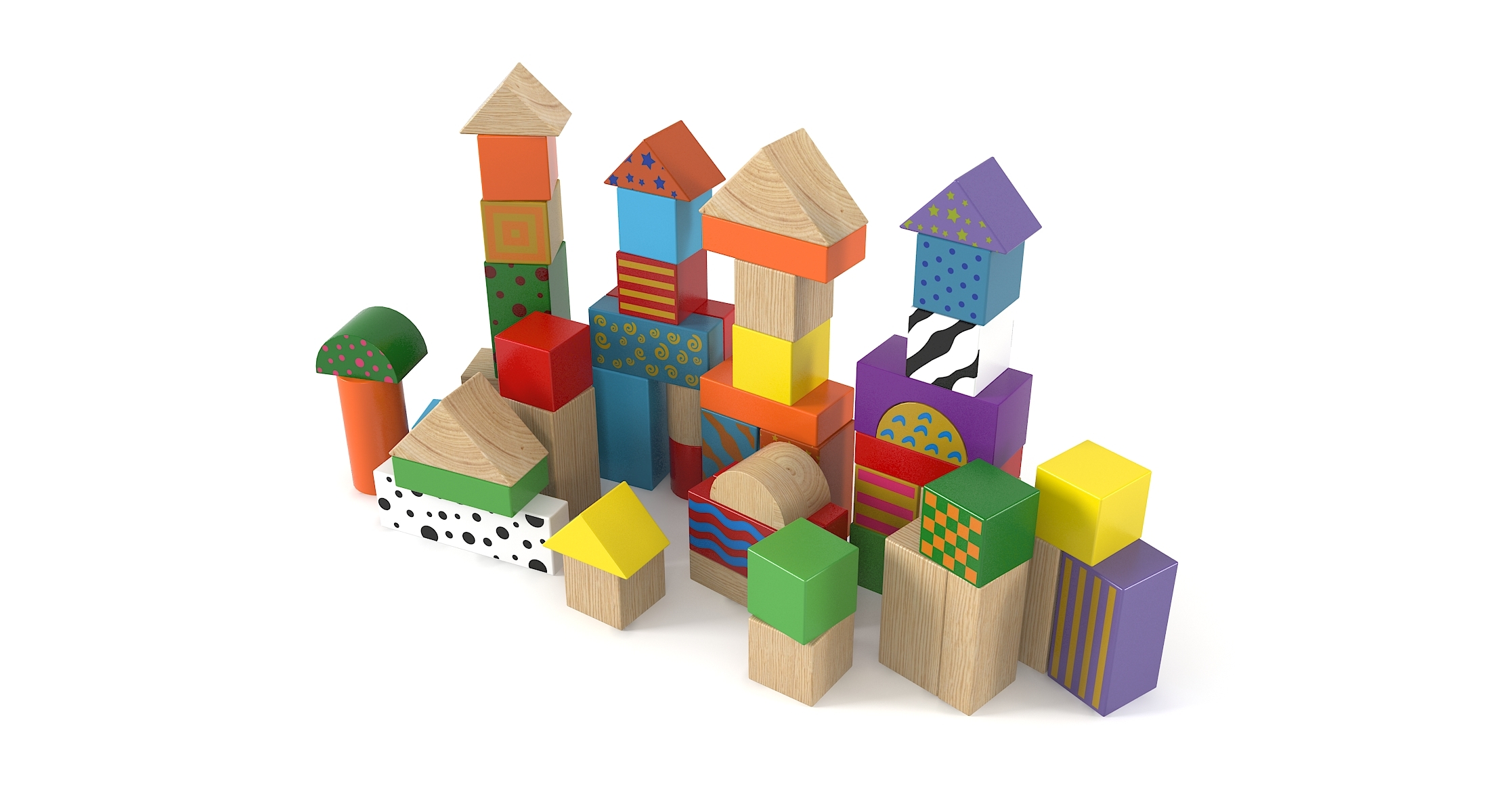 3D wooden building blocks model - TurboSquid 1244638