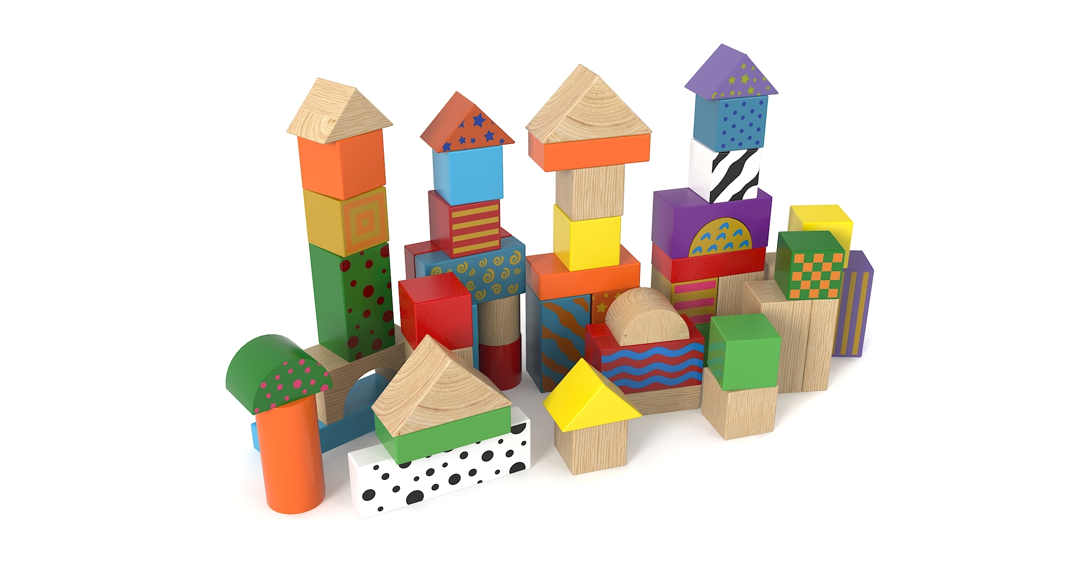 3D wooden building blocks model - TurboSquid 1244638