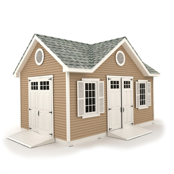 3d model wooden shed 02