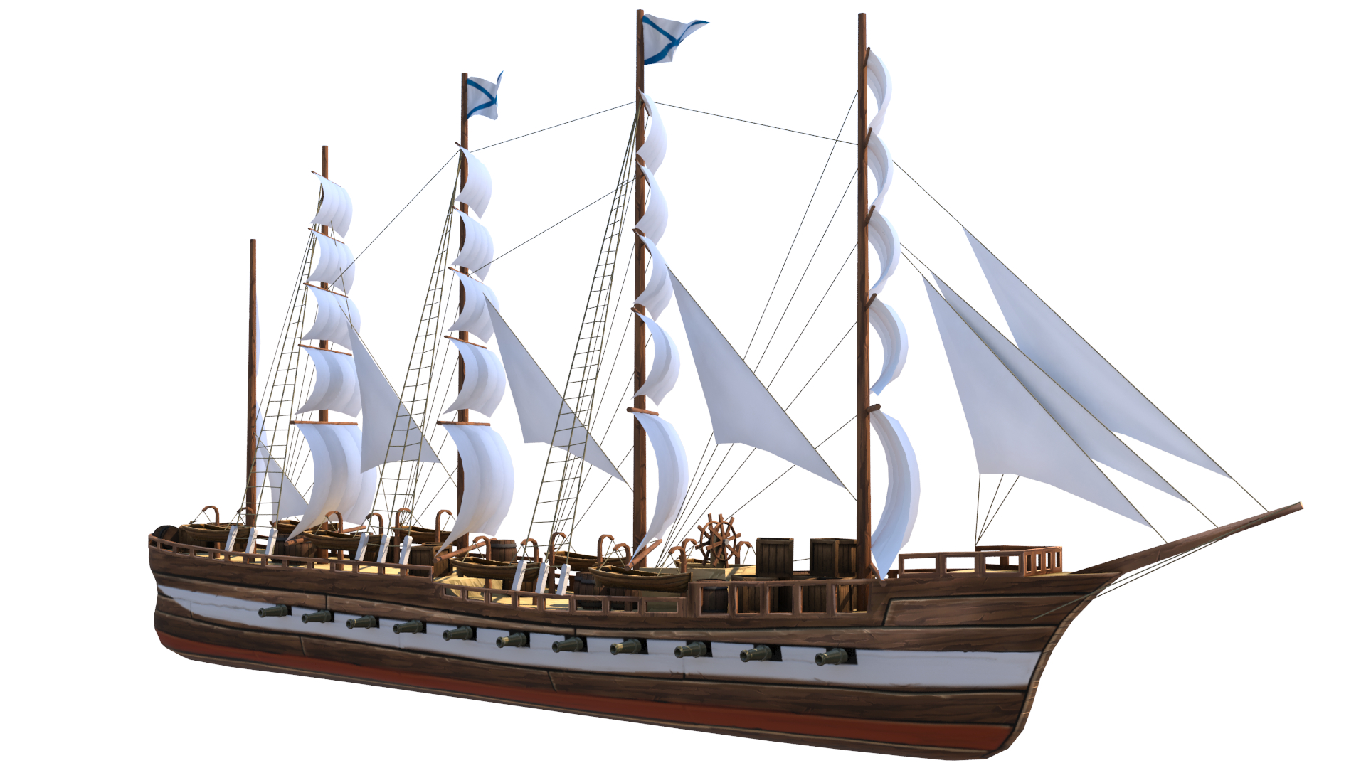 Sail ship barque model - TurboSquid 1246082
