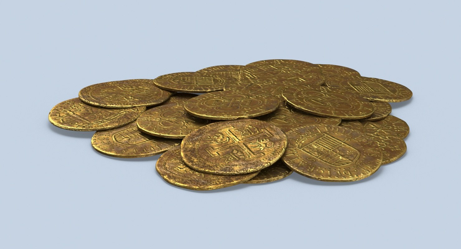 3D gold-coins-dirty---coin-pile - TurboSquid 1246427