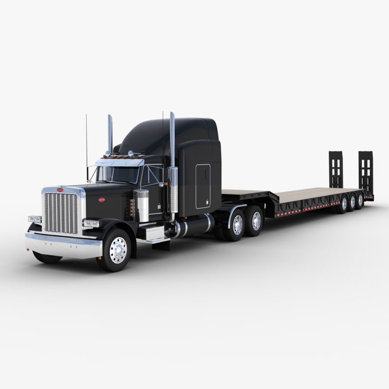 3D model lowboy semi-trailer truck v3 - TurboSquid 1254214