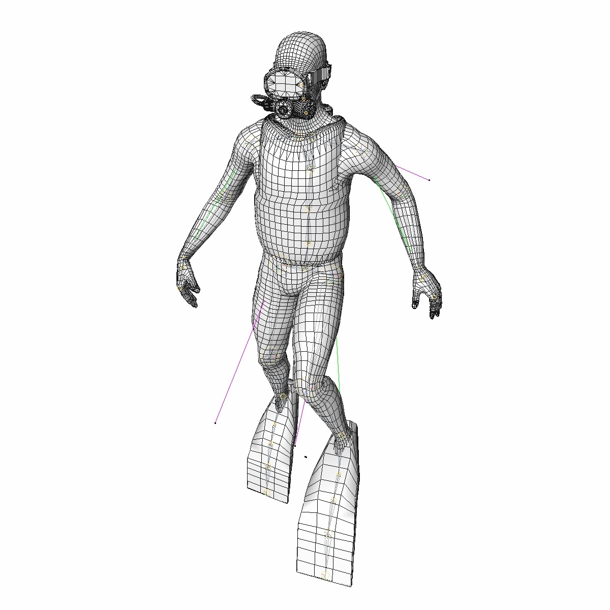3D diver swimming underwater rigged - TurboSquid 1257977