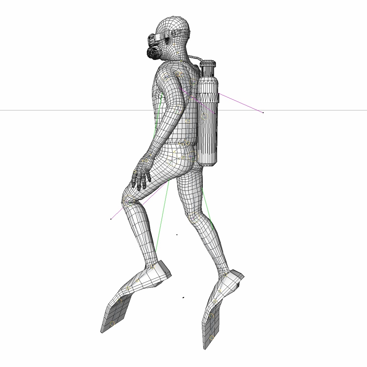 3D diver swimming underwater rigged - TurboSquid 1257977