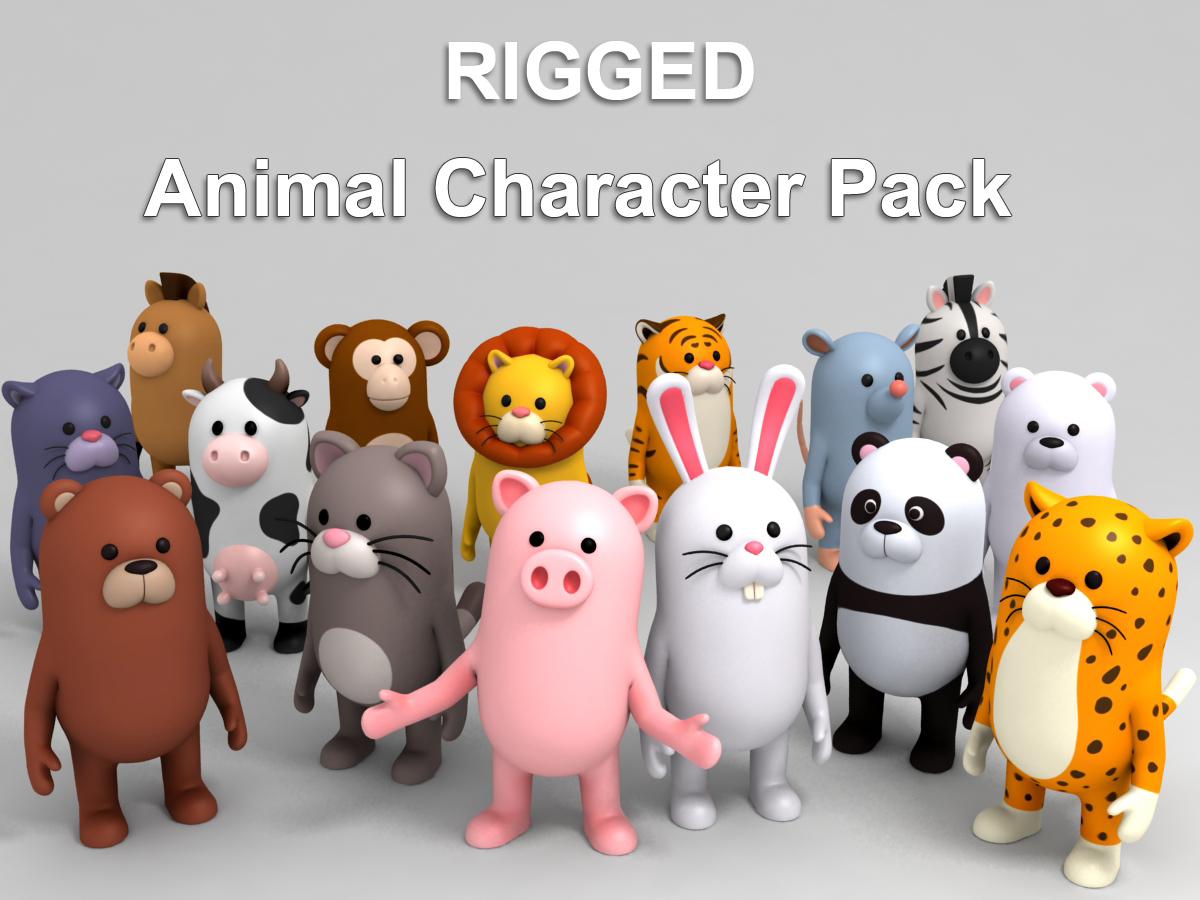 Cartoon animal pack rigged model - TurboSquid 1259993