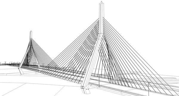 Zakim bridge boston model - TurboSquid 1261830
