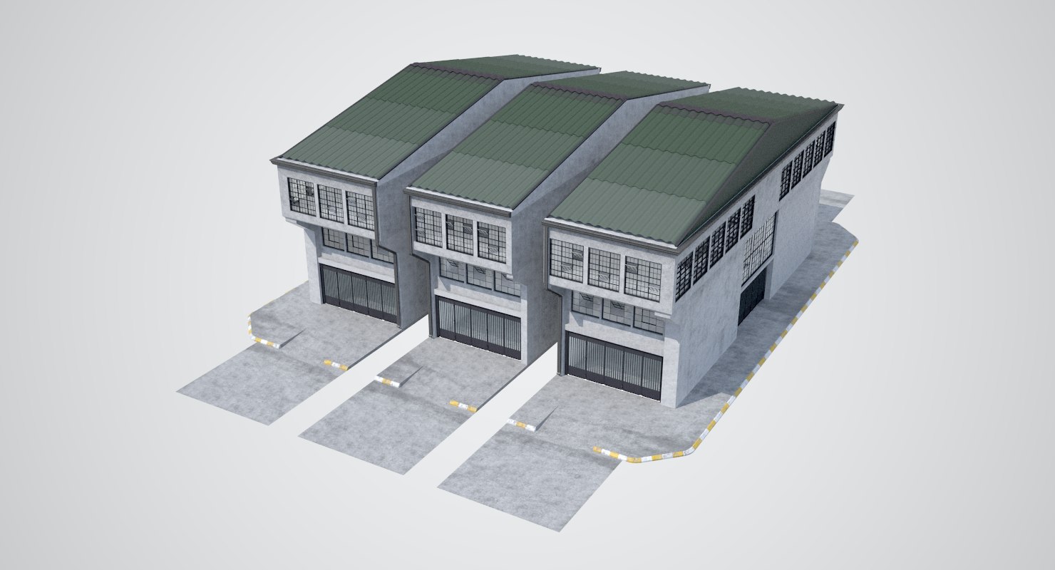 Modular industrial building 3D model - TurboSquid 1262441