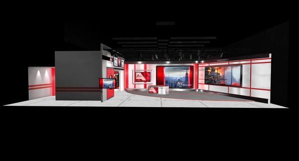 Virtual set news studio 3D model - TurboSquid 1262480