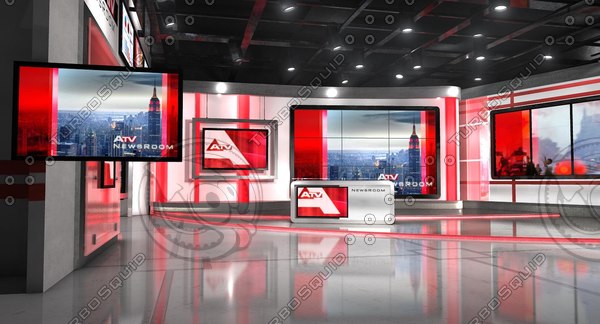 Virtual set news studio 3D model - TurboSquid 1262480
