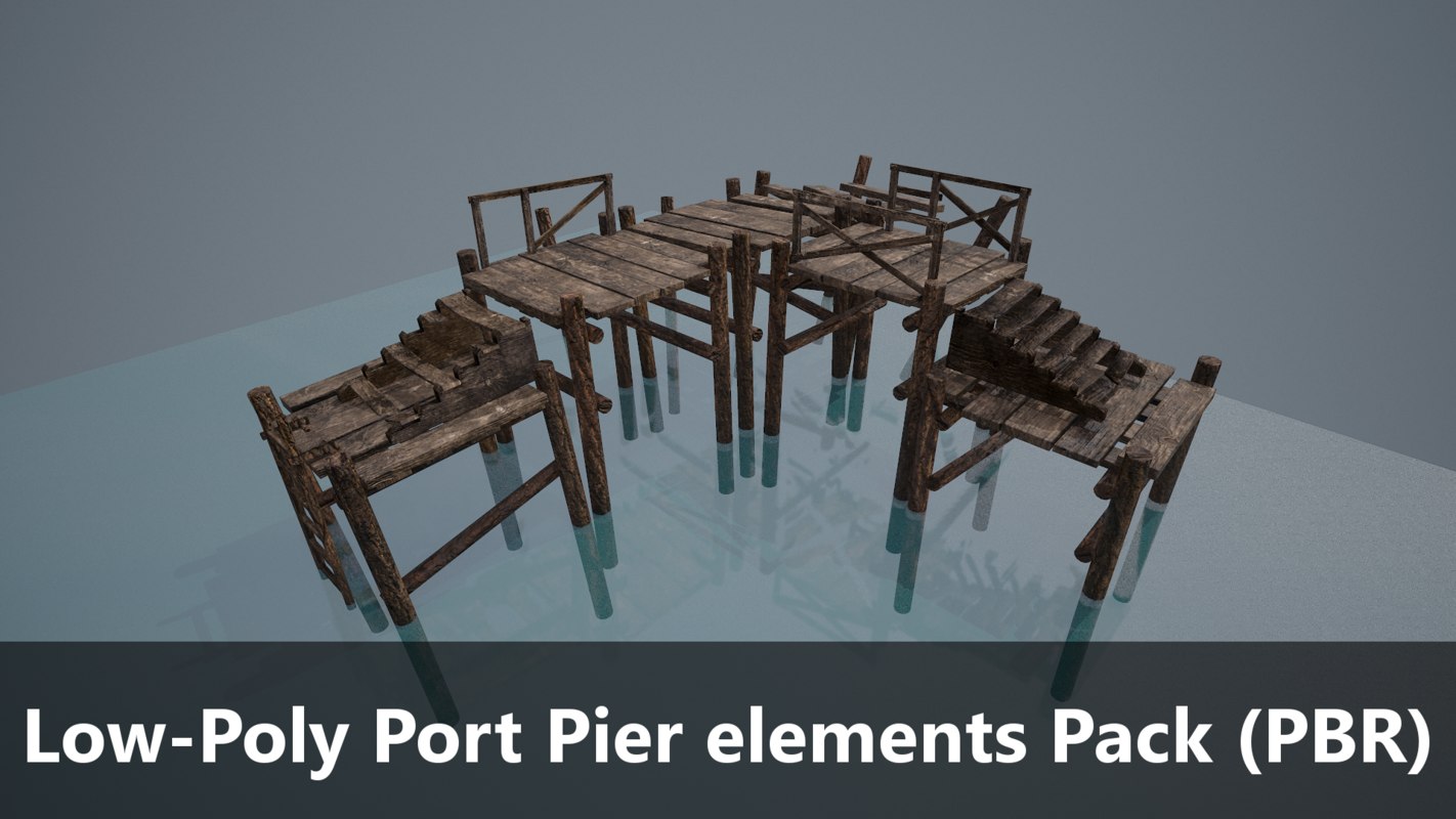 3D low-poly port pier pack model - TurboSquid 1263081