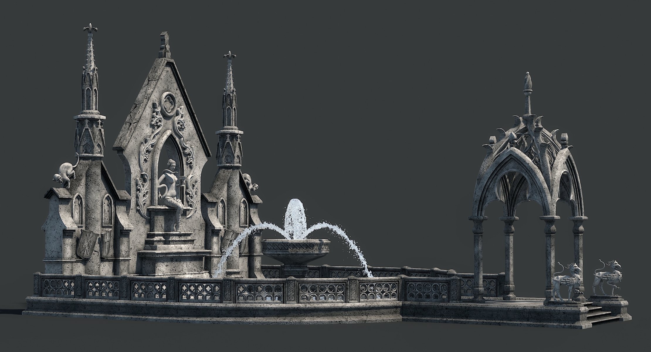 3D gothic fountain 02 model - TurboSquid 1263939