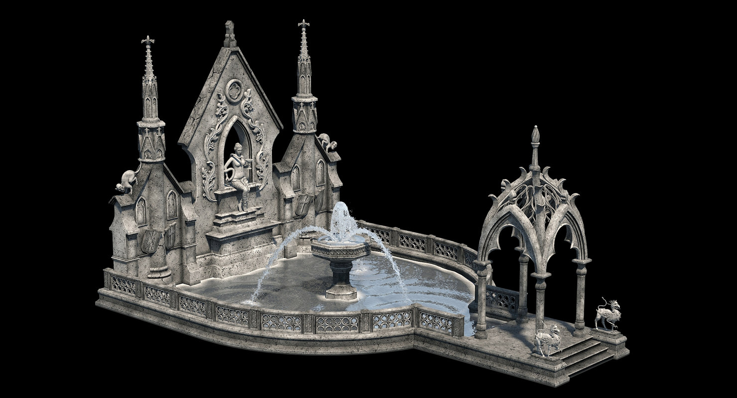 3D gothic fountain 02 model - TurboSquid 1263939