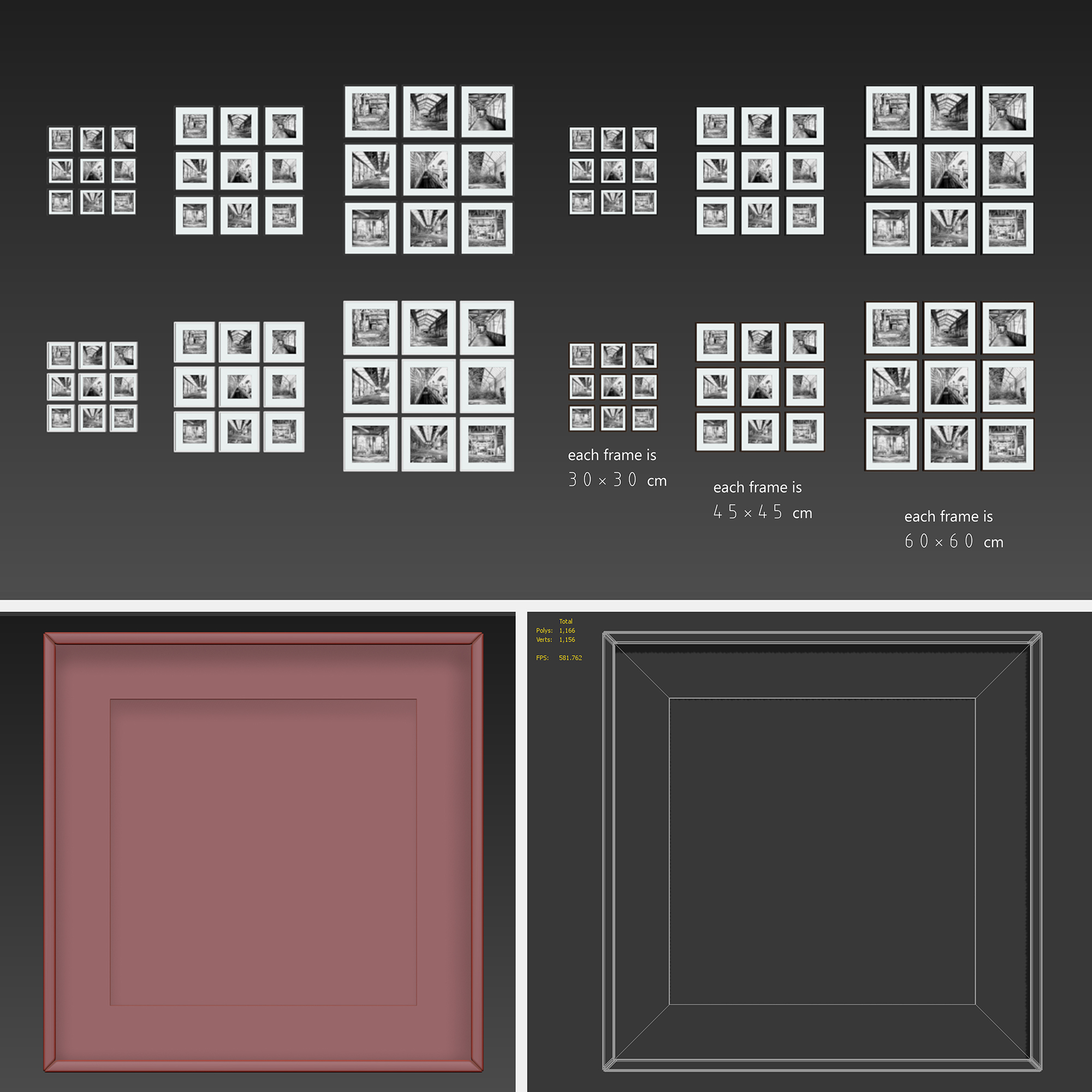Picture frames set -8 3D model - TurboSquid 1264921
