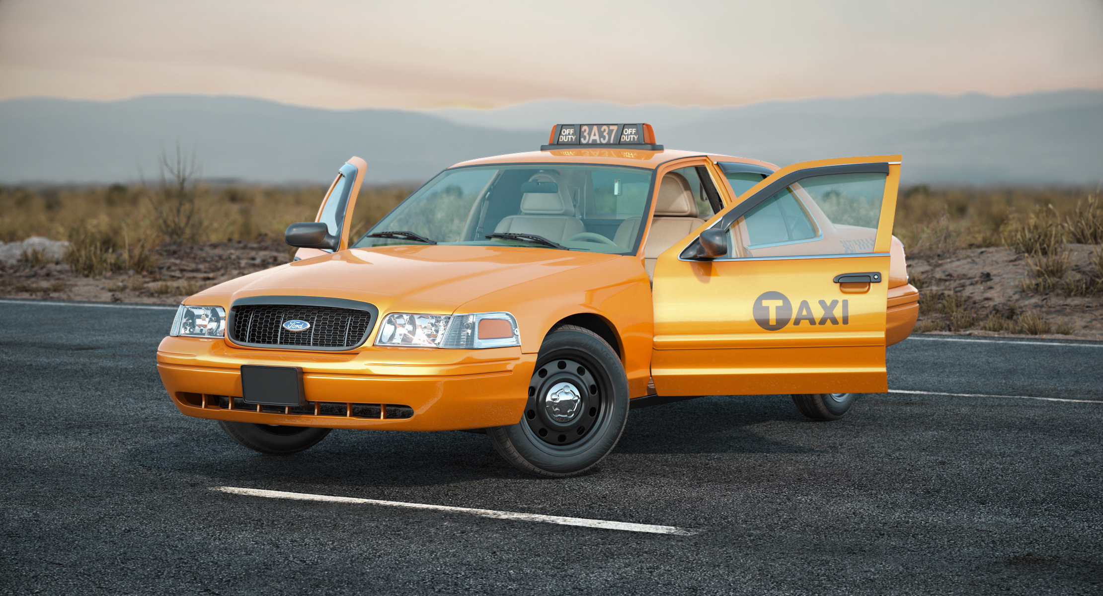 3D cab taxi yellow model - TurboSquid 1266249