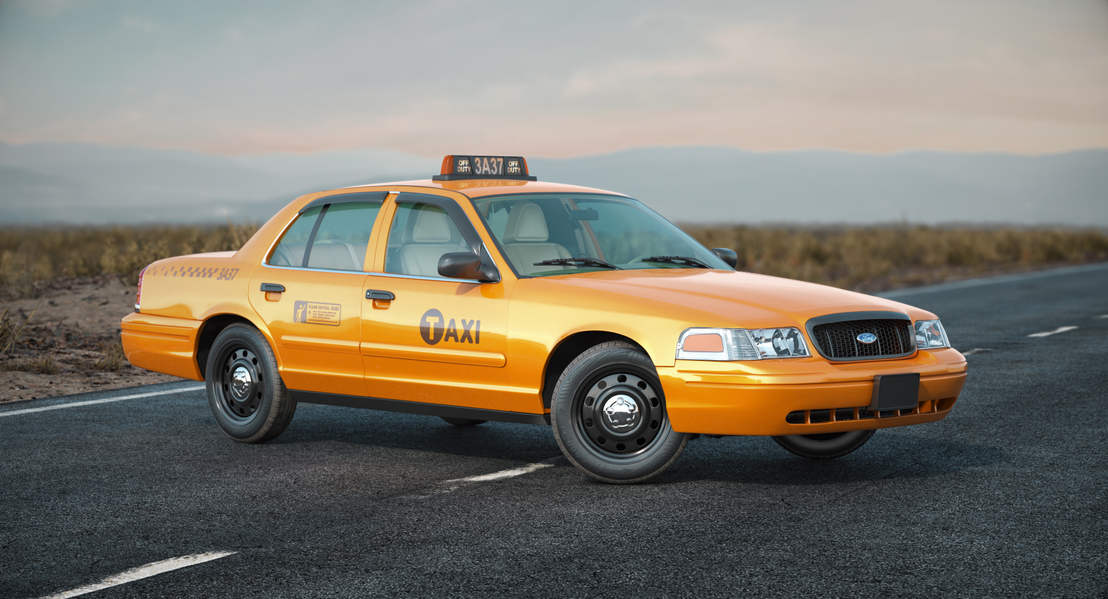 3D cab taxi yellow model - TurboSquid 1266249