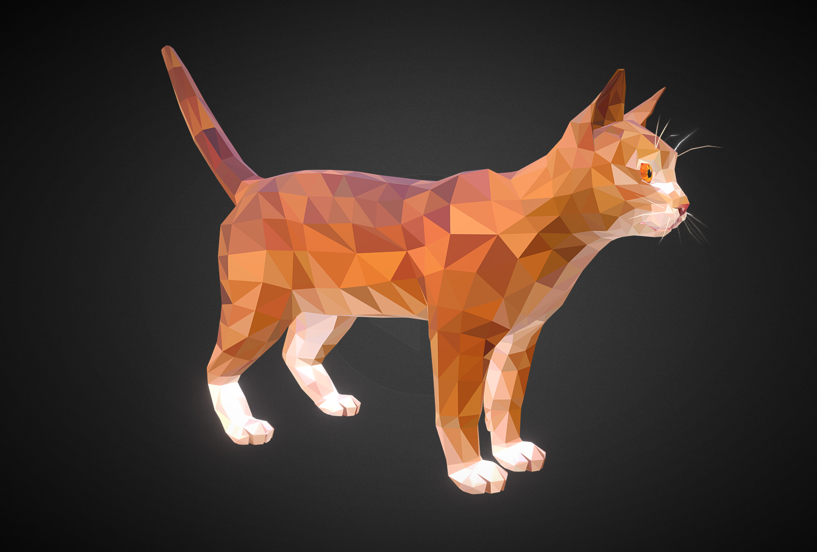 modèle 3D de Modèle 3D Chat Gingembre Faible Polygone Art Farm Animal ...