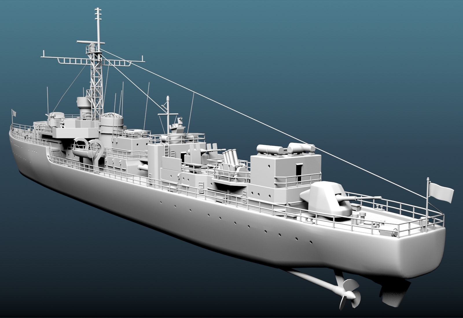 Ww2 destroyer 2 model - TurboSquid 1269242