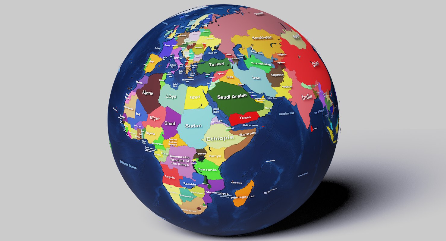 3D geopolitical earth globe 16k model - TurboSquid 1272683