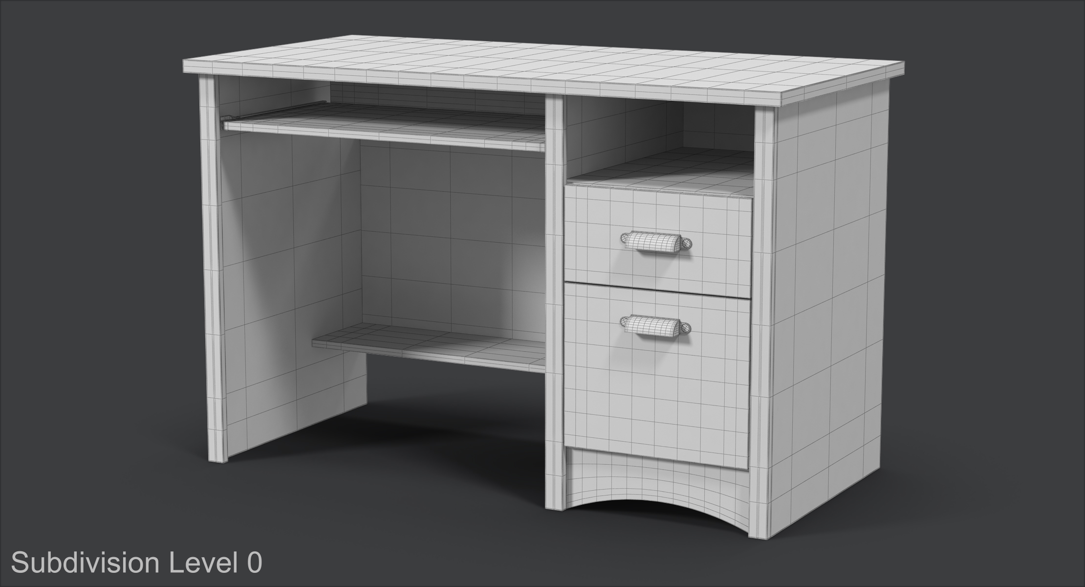 3D computer desk 1 cherry - TurboSquid 1277432