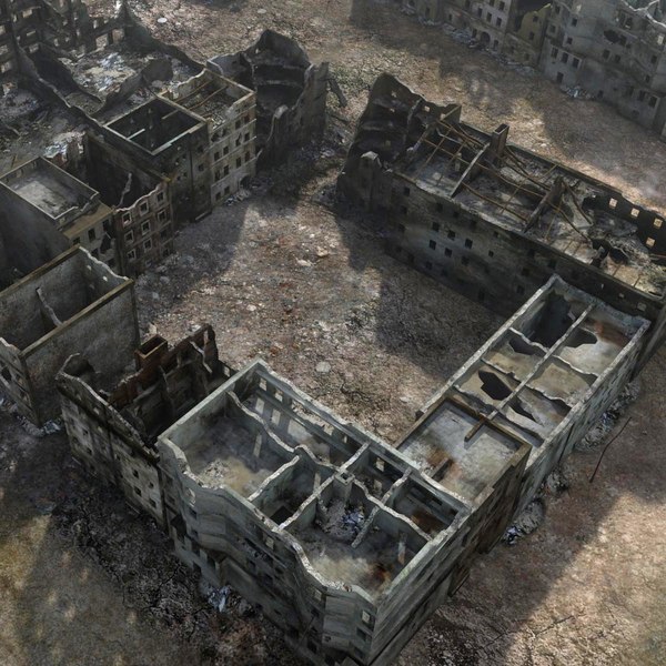 3d model destroyed building