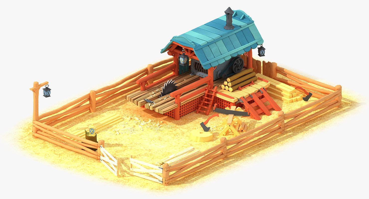 Cartoon sawmill 3D model - TurboSquid 1278570